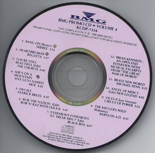 BMG Promo CD # 4 - 1990 Canada CD / Rare Mixes / Black Box, The Church ...