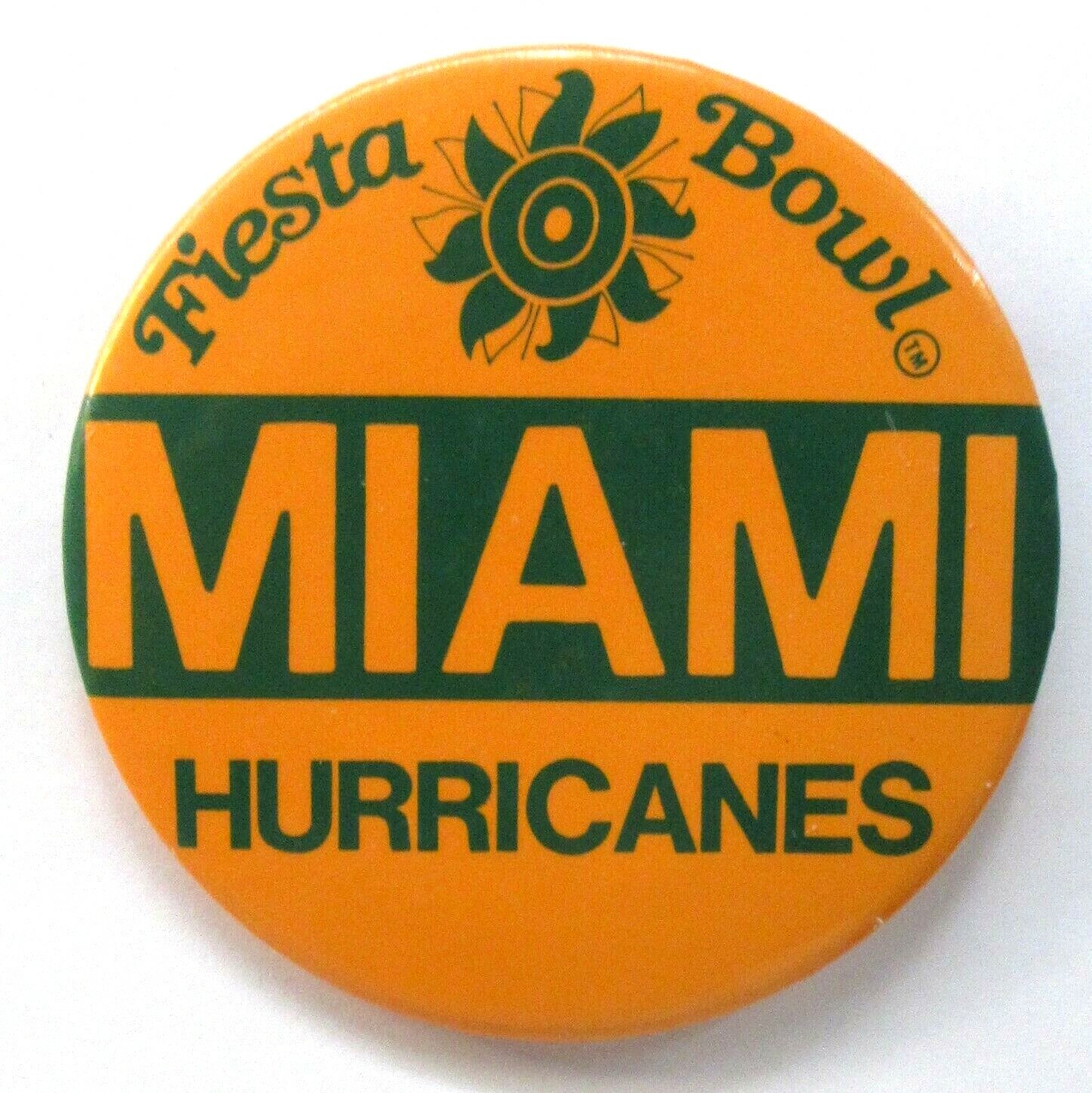 1985 MIAMI HURRICANES FIESTA BOWL giant 3.5" football pinback button 0 ...