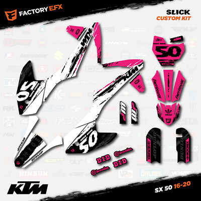 White & Pink Slick Racing Graphics Kit fits 16-21 KTM 50sx 50 sx Decal ...