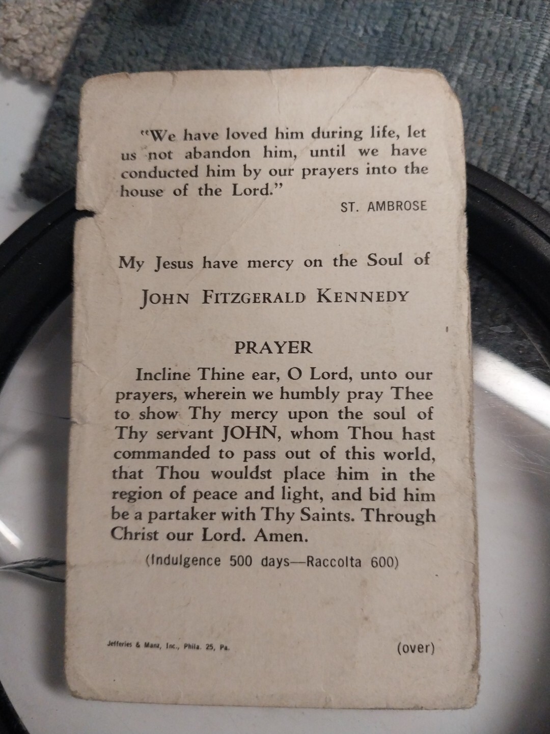 * Original John F. Kennedy Memorial Prayer Card - JFK - 1963 | eBay