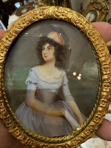 Miniature French Hand-Painted Portrait Gilt Brass Frame | eBay