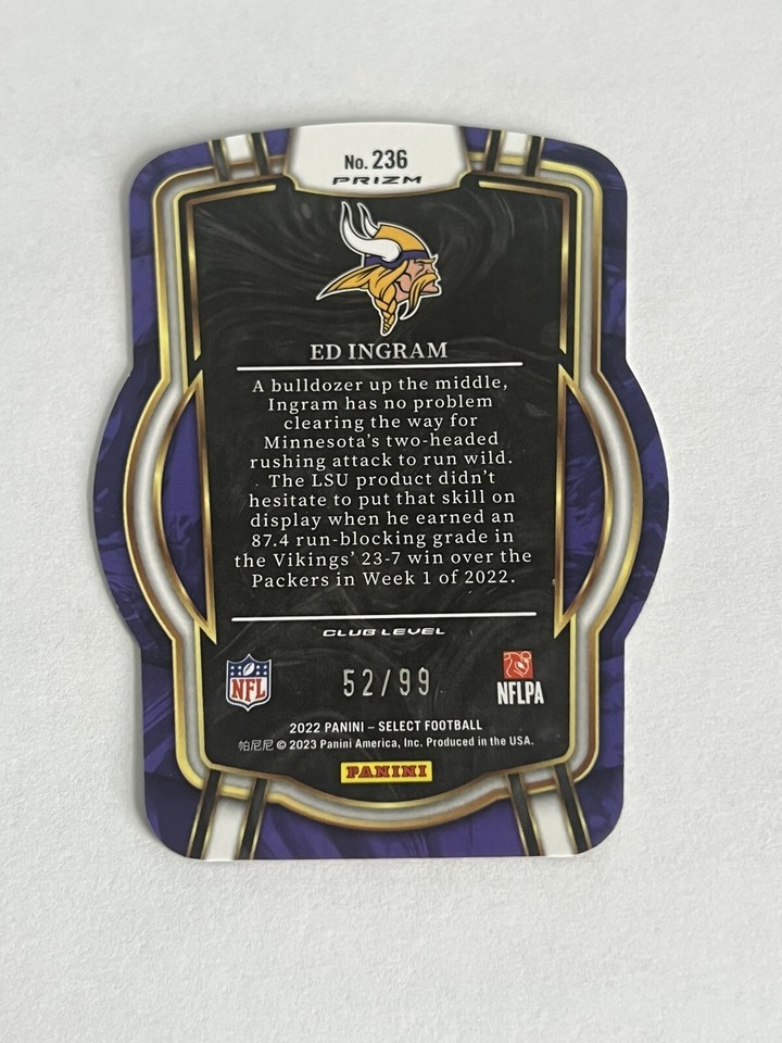 2022 Panini Select Ed Ingram Club Level Rookie Copper Bronze Prizm SP ...