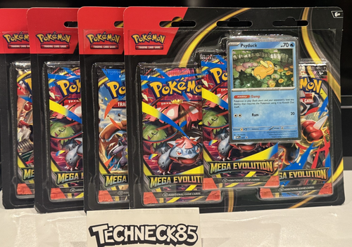 POKEMON TCG Mega Evolution PSYDUCK 3 Pack Blister / 31 Cards / SEALED ...