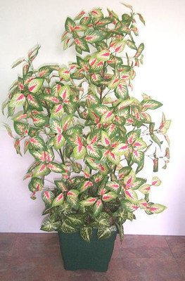 Artificial polyester silk 125cm tall COLEUS PLANT with 378 red green ...