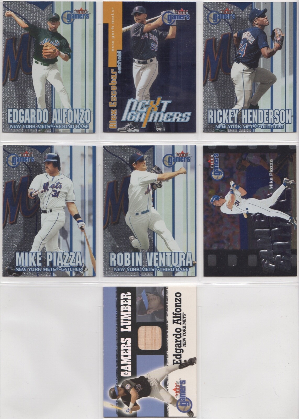 2000 FLEER GAMERS New York Mets Team Set w/Alfonso Bat Relic (7 Cards ...