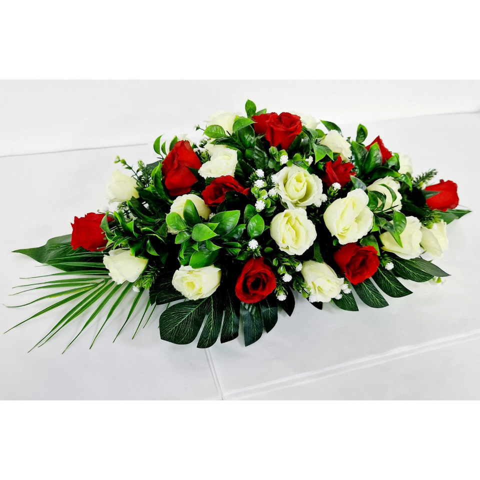 Artificial Silk Funeral Flower Casket Topper Wreath Coffin Spray ...