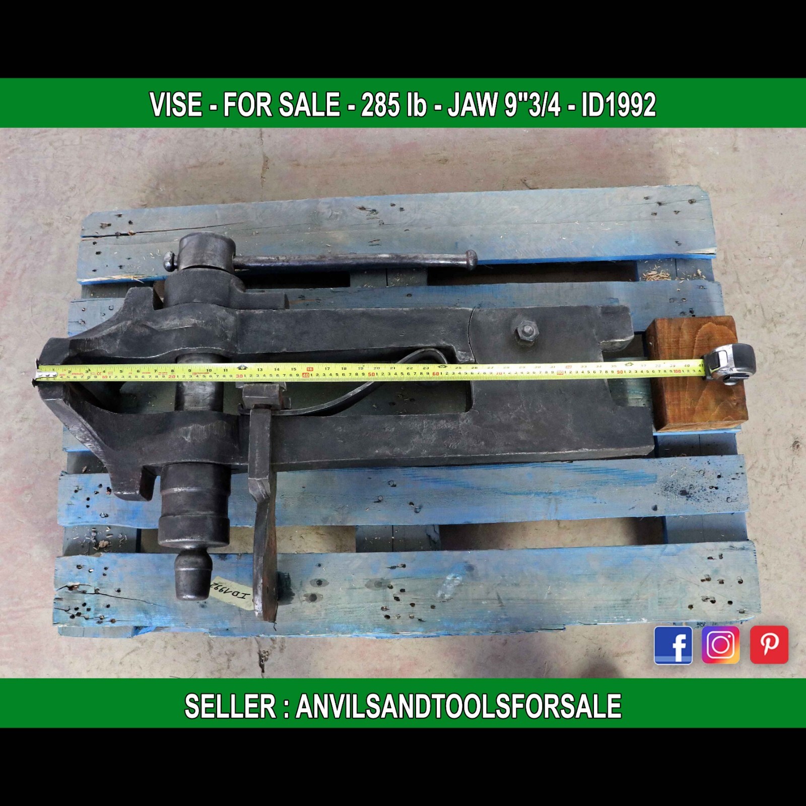 Monster vise (French) 285 lb Jaw 9'3/4 - anvil - ID 1992 | eBay