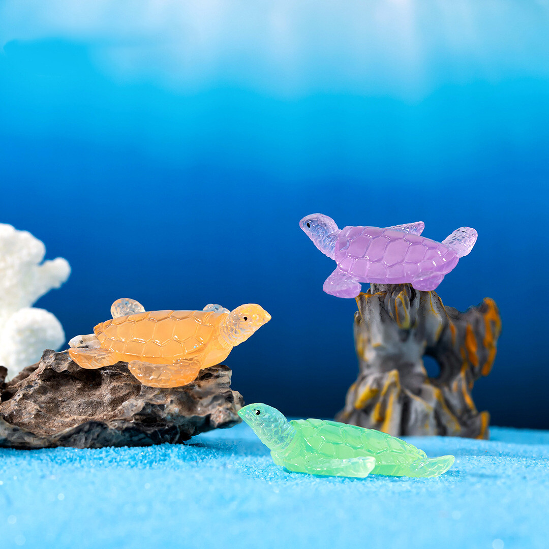 10pcs Luminous Mini Sea Turtles Glow In Dark Figurines Garden Aquarium ...