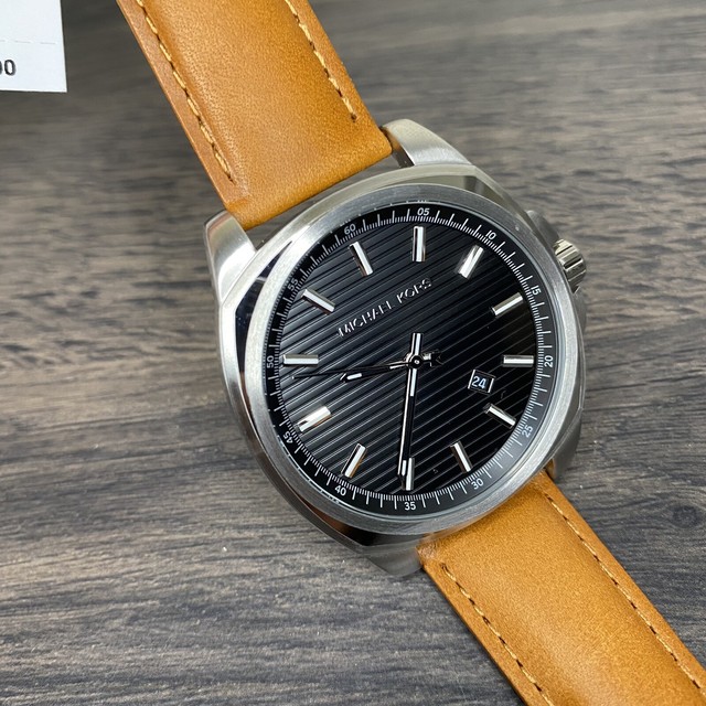 Michael Kors MK8659 Bryson Silver-tone and Leather 42mm Watch for sale ...