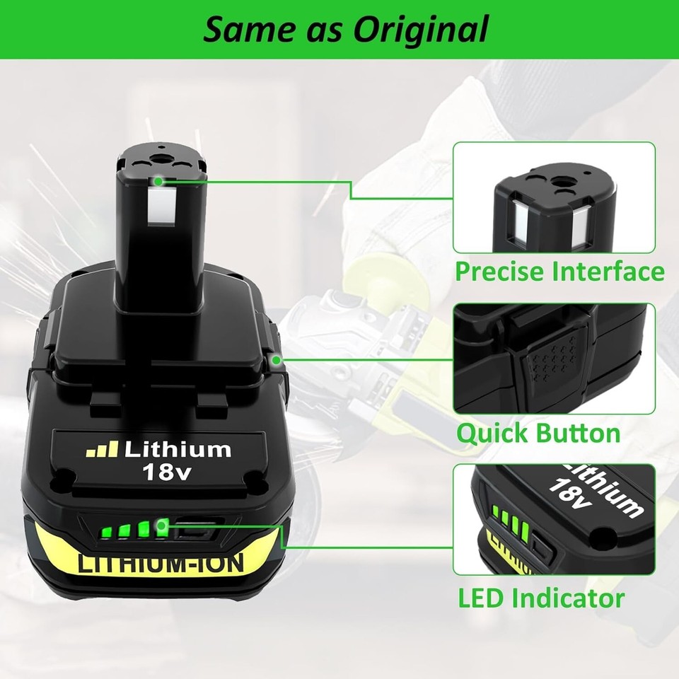 2PACK 18V For Ryobi One Plus P108 18 Volt Lithium-ion High Capacity ...