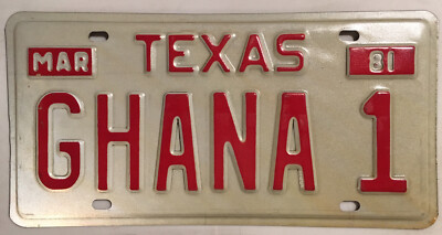 Vanity GHANA license plate Africa African Country Ghanaian Accra Cedi ...