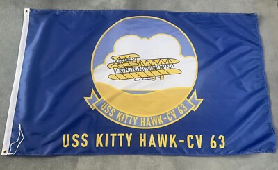USN U.S.S. Kitty Hawk CV-63 3x5 ft Single-Sided Flag Banner | eBay