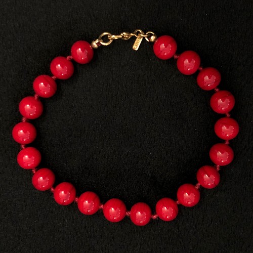 Vintage Monet Red Round Glass Bead Goldtone Bracelet | eBay
