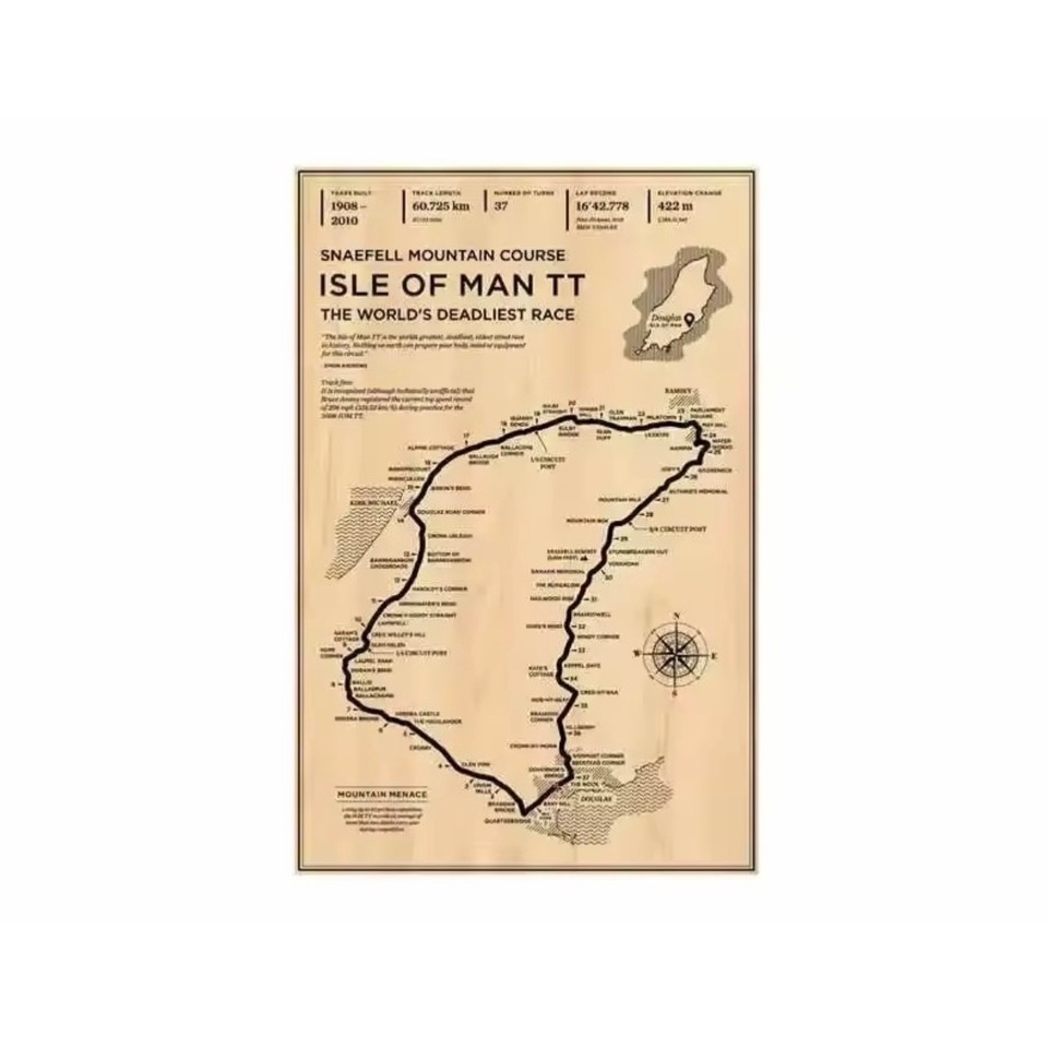 Race Circuit Track Map Canvas Print Motorsport Wall Art Monaco TT Spa ...