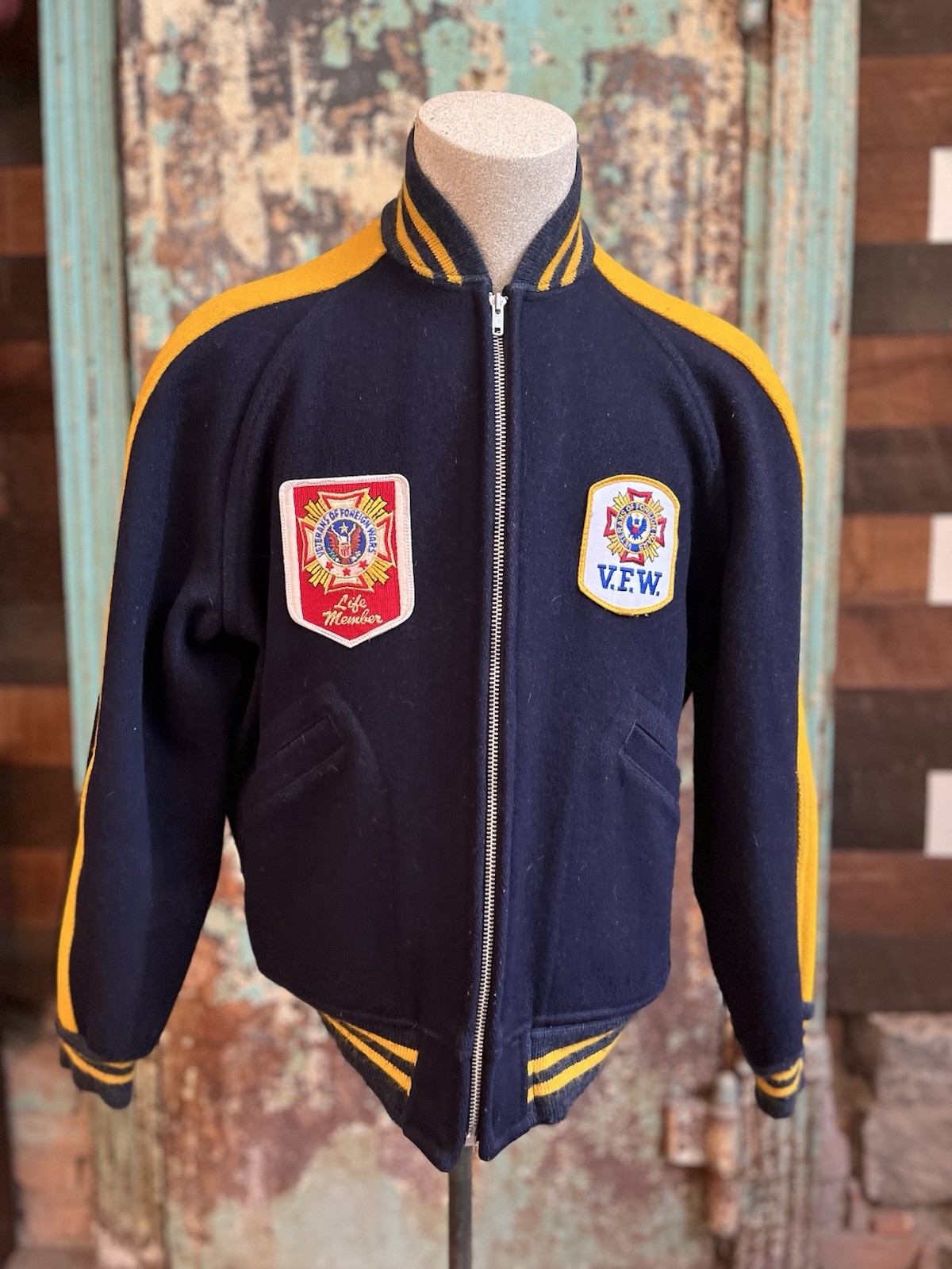 Vintage 1960s VFW Member US Veterans Wool Bomber Jack… - Gem