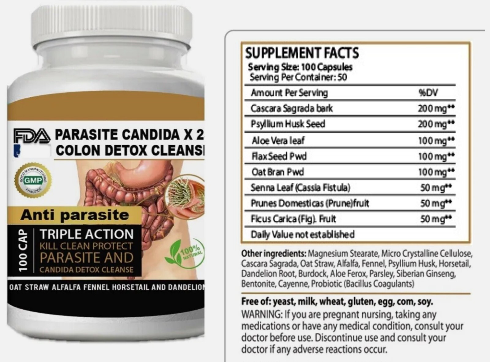 Parasite Cleanse DETOX Liver Colon Yeast Blood Support COLON CLEANSER ...