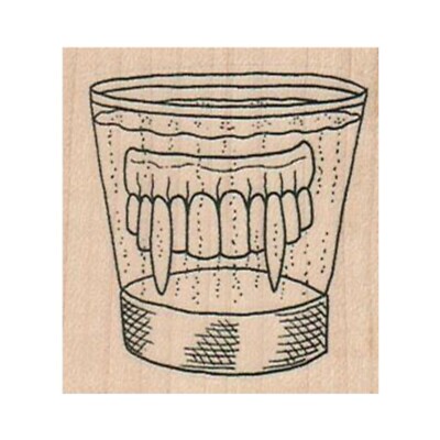 NEW Vampire Teeth in Glass, Halloween Stamp, Vampire Stamp, Funny Stamp ...