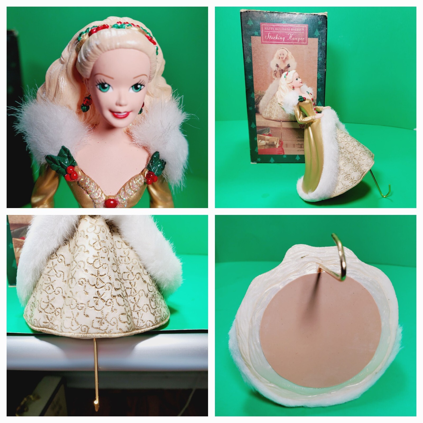 NEW 1995 Hallmark Christmas Happy Holidays Barbie Doll Stocking Hanger ...