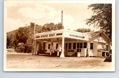 RPPC Real Photo Postcard Arizona Seneca Creek Apache Rest 76 Gas ...