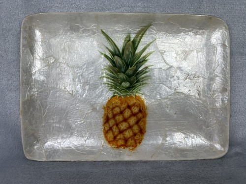 Vintage Kultura Capiz Windowpane Oyster Shell Trinket Tray Pineapple ...