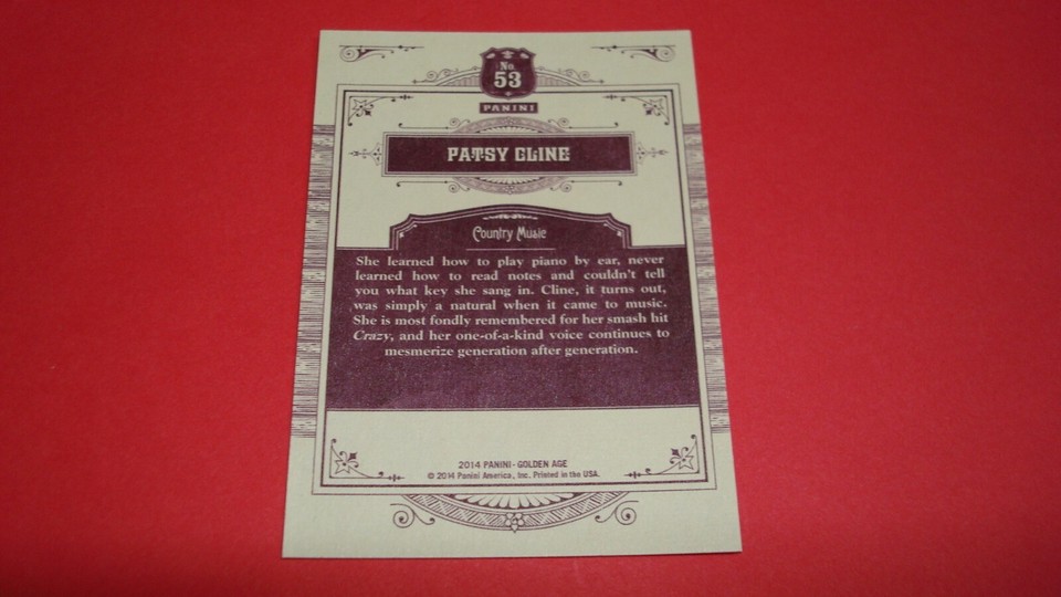 🎶 💎 2014 Panini Golden Age White Border #53 Patsy Cline Baseball Card 💎 ...