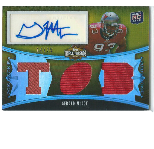 2010 Topps Triple Threads Gerald McCoy Rookie RPA TB Patch Auto /25 TB ...