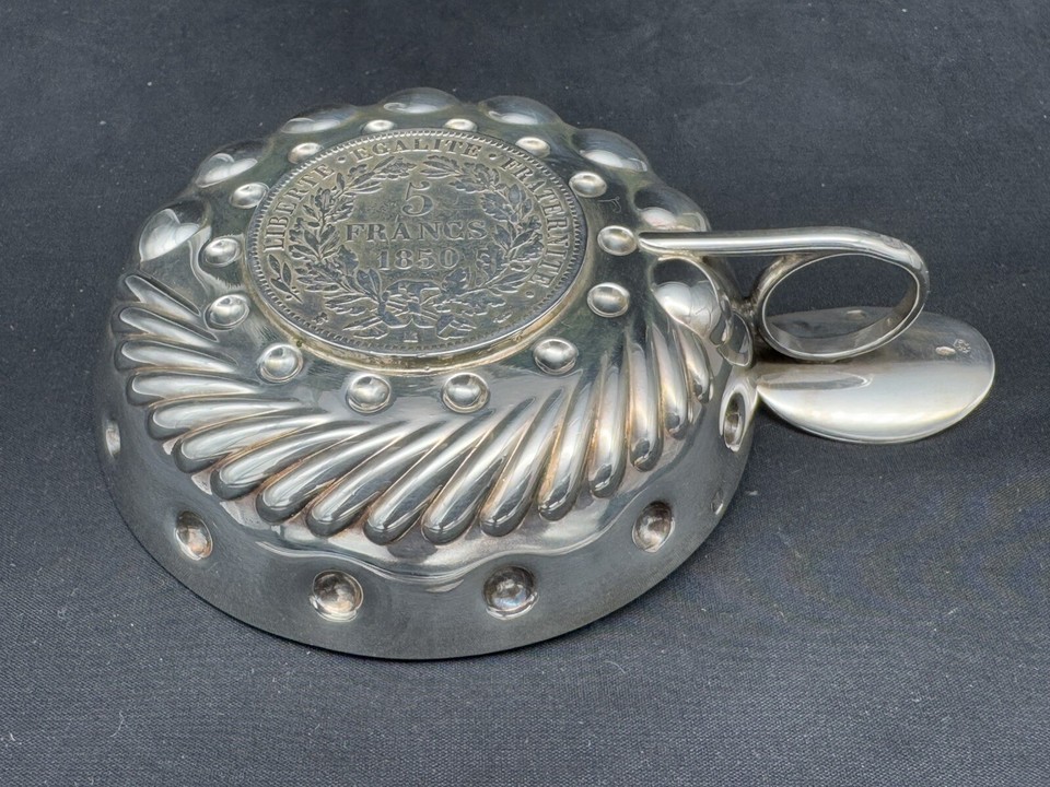 Antique French CHRISTOFLE Sterling Silver Wine Taster w/ 1850 Francs ...
