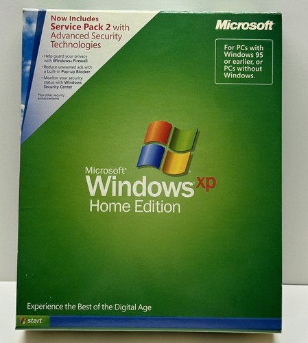 Microsoft Windows XP Home w/SP2 Full English Retail Big Box Tested ...