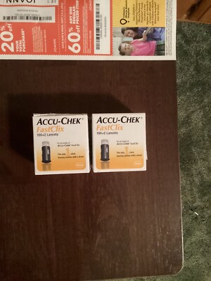 (2) Boxes of 102 Accu-Chek FastClix Lancets Diabetic Blood Glucose ...