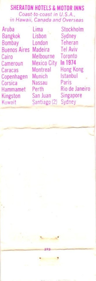 Sheraton Hotels & Motor Inns, Coast to Coast Vintage Matchbook Cover | eBay