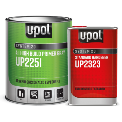 U-POL 2K Gray High-Build Urethane Primer 2251 + 2323 Med. Hardener Kit ...