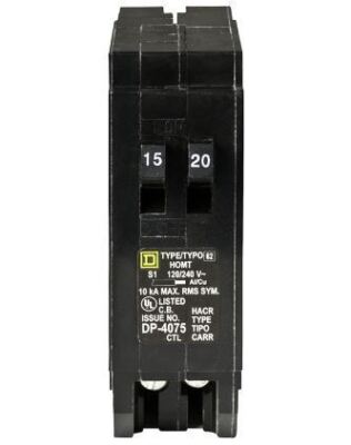 Square D Tandem Circuit Breaker, HOMT1520 Two 1P 15A / 20A 47569403750 ...