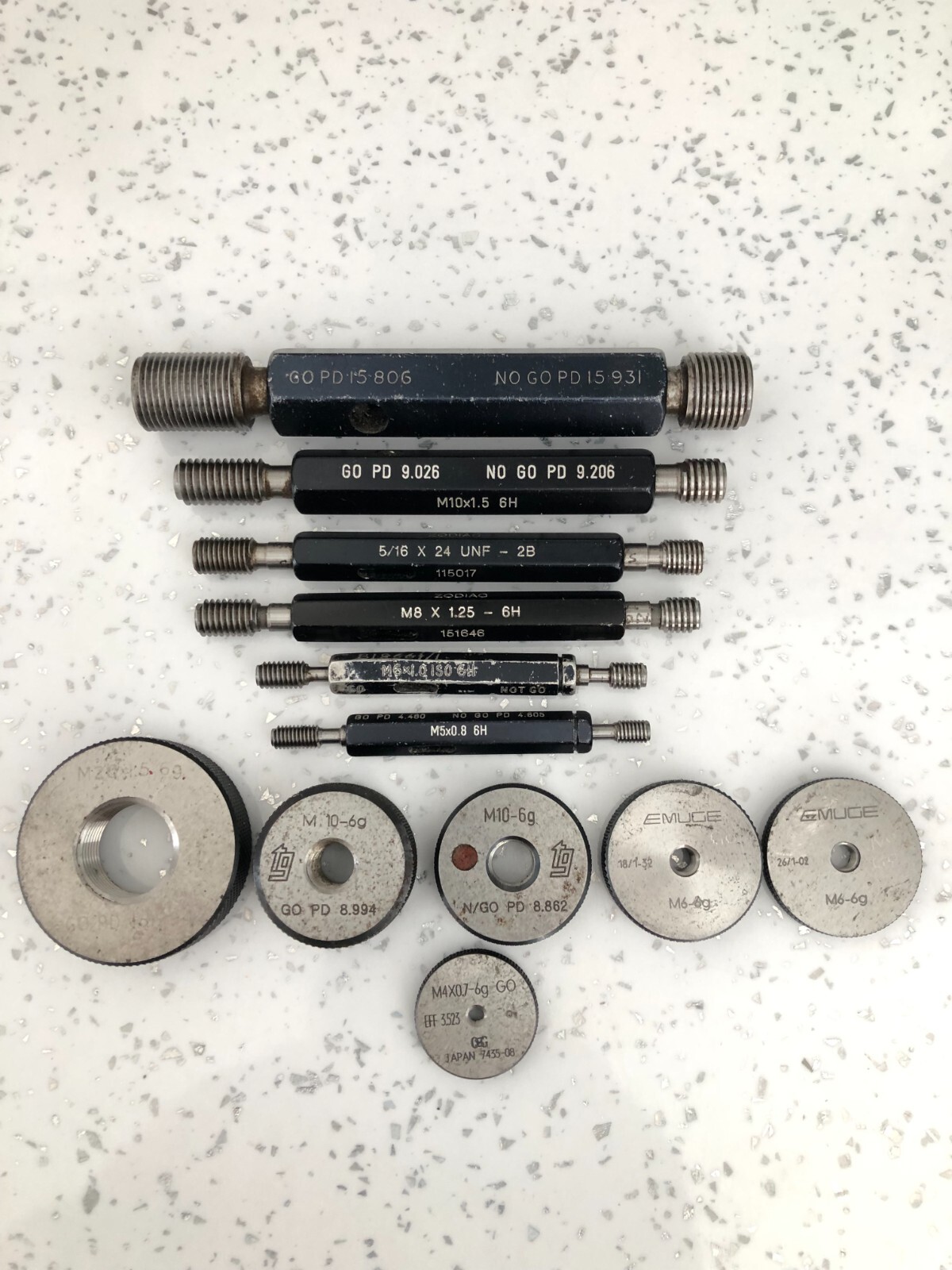 Set of engineering gauges go/no go plug and ring gauges cnc machining ...