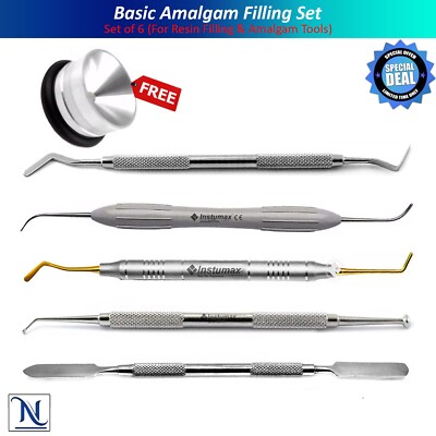 5Pieces Dental Tooth Amalgam Filling Composite Kit Cement Spatula ...