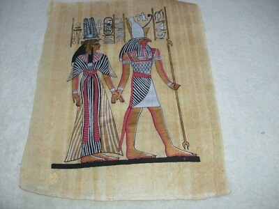 ANTIQUE EGYPTION HAND PAINTED ON PAPYRUS SHOWING CLEOPATRA HOLDING HAND ...