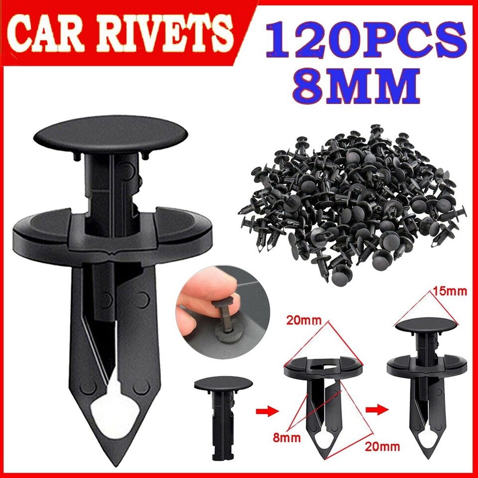 120PCS 8mm Bumper Clips Retainer Auto Car Plastic Rivets Fastener ...