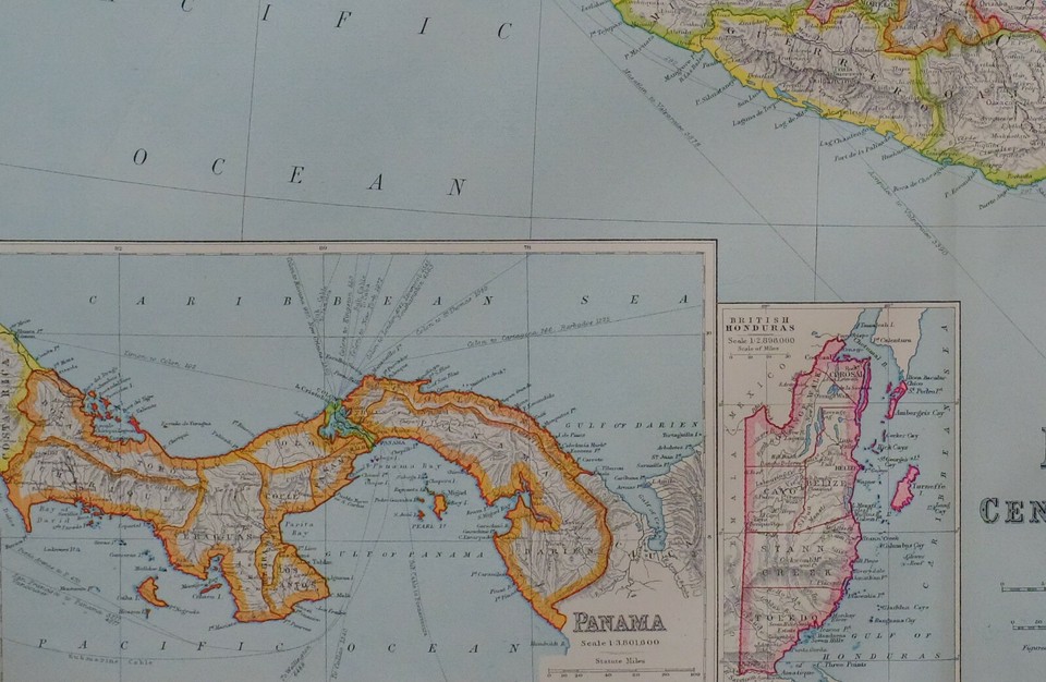 1933 MAP MEXICO CENTRAL AMERICA PANAMA CHIAPAS GUATEMALA YUCATAN ...