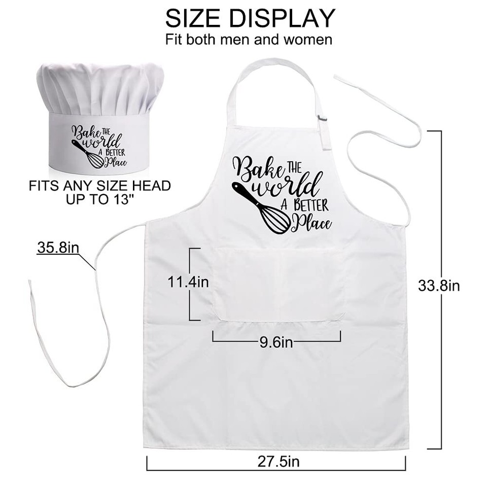 Bake The World A Place Chef Hat and Apron Set Funny Chef Hat for Woman ...
