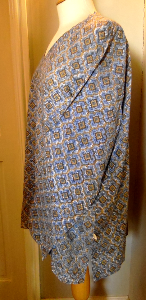 NWT Anokhi Jaipur Sample Tunic Top Teal Floral Hand Block Print Rare ...