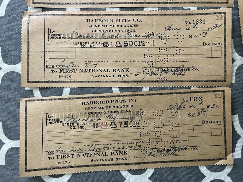 savannah tennessee 1931 first national bank checks harbour pitts cerro ...