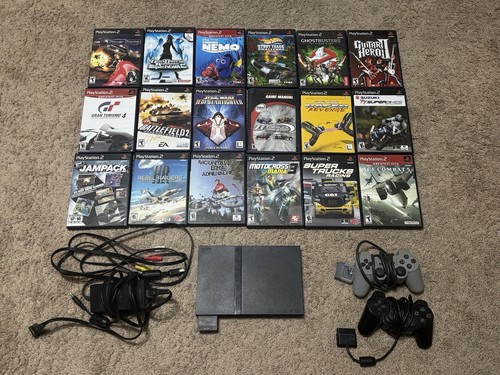 Sony PlayStation 2 Console (PS2), 2 Controllers, Memory Card, Lot Of 17 Games | eBay