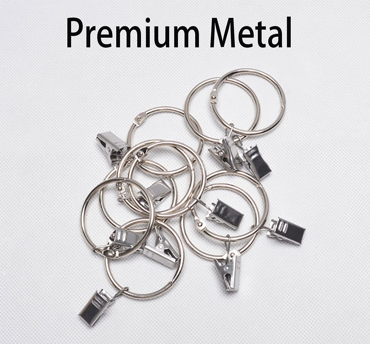 40 Pack Openable Curtain Rings with Clips Metal Hangers Ring, Drapery ...