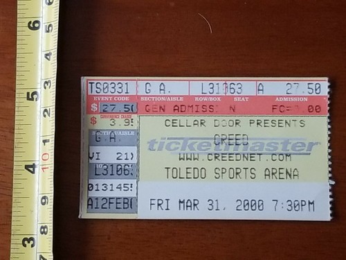 CREED CONCERT TICKET STUB TOLEDO OHIO SPORT ARENA 2000 | eBay