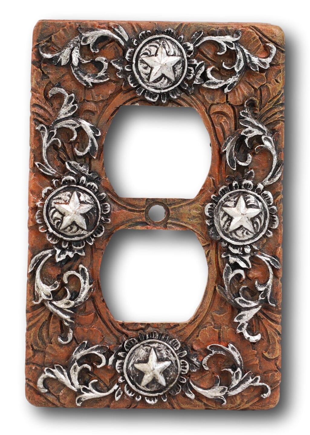Set of 2 Western Stars Lace Scroll Wall Double Receptacle Outlet Switch ...