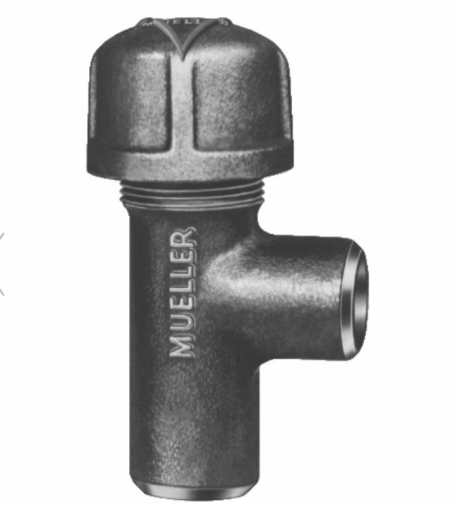 MUELLER H-17650 1" x 1" 250 psig NO-BLO Service Stop Tee Welding Type ...