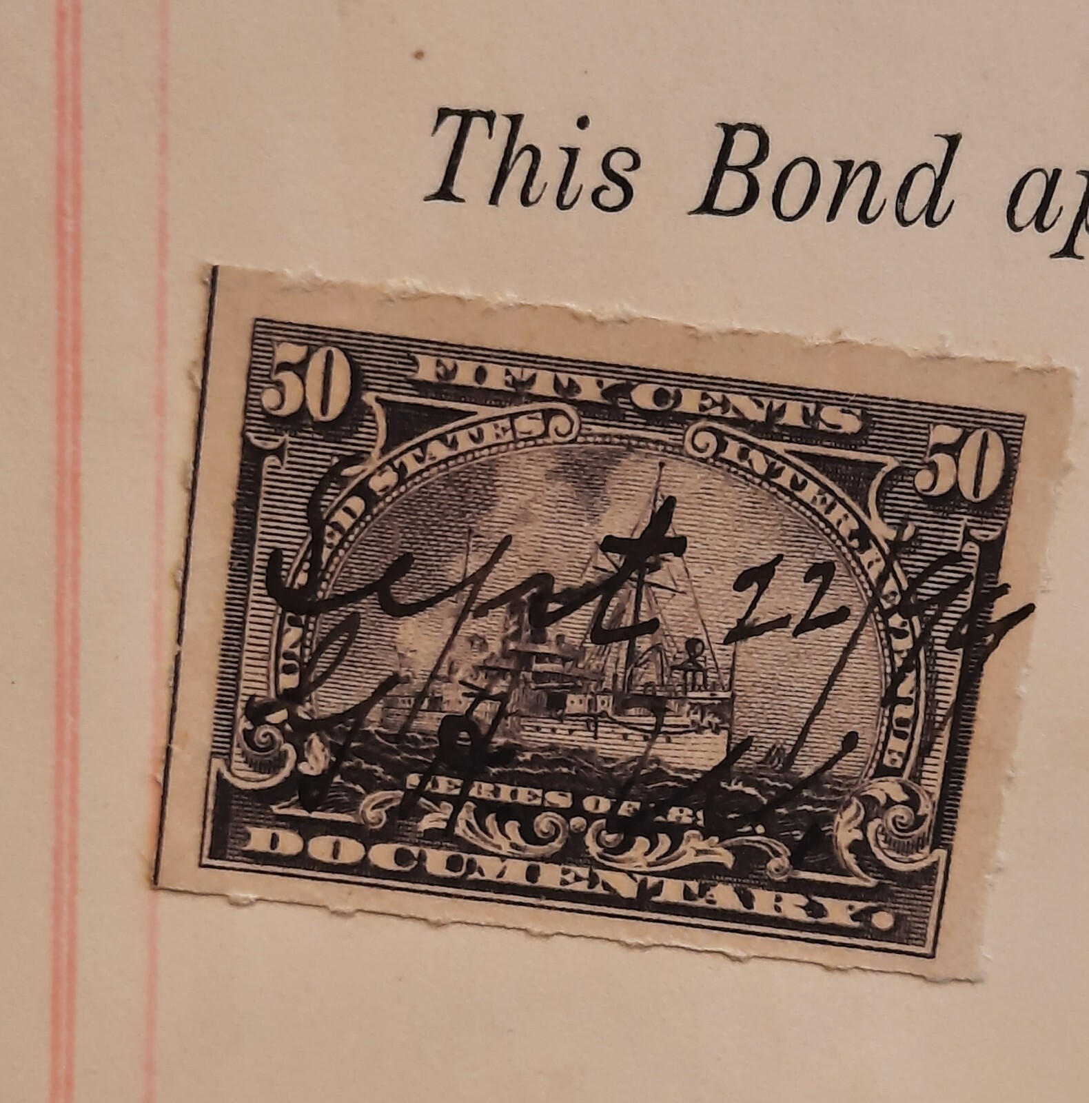 OHIO Document 1899 Ashland County probate bond w/ 50c US documentary ...