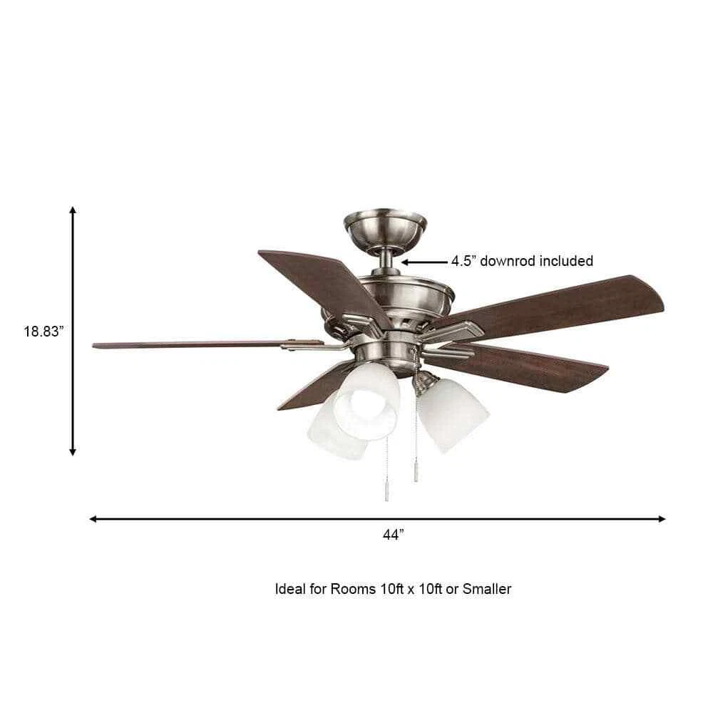 Vaurgas 44 In Led Indoor Brushed Nickel Ceiling Fan With Light Kit ...