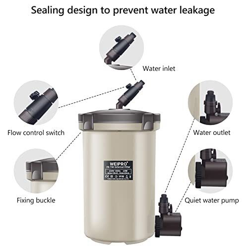 Canister Filter 4 Stage Filtration,Ultra-Quiet External Aquarium Filter ...