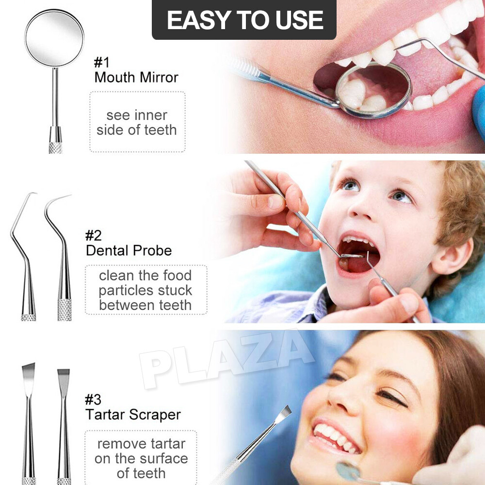 7PCS Dental Hygiene Tools Teeth Cleaning Kits Mirror Scraper Pick ...