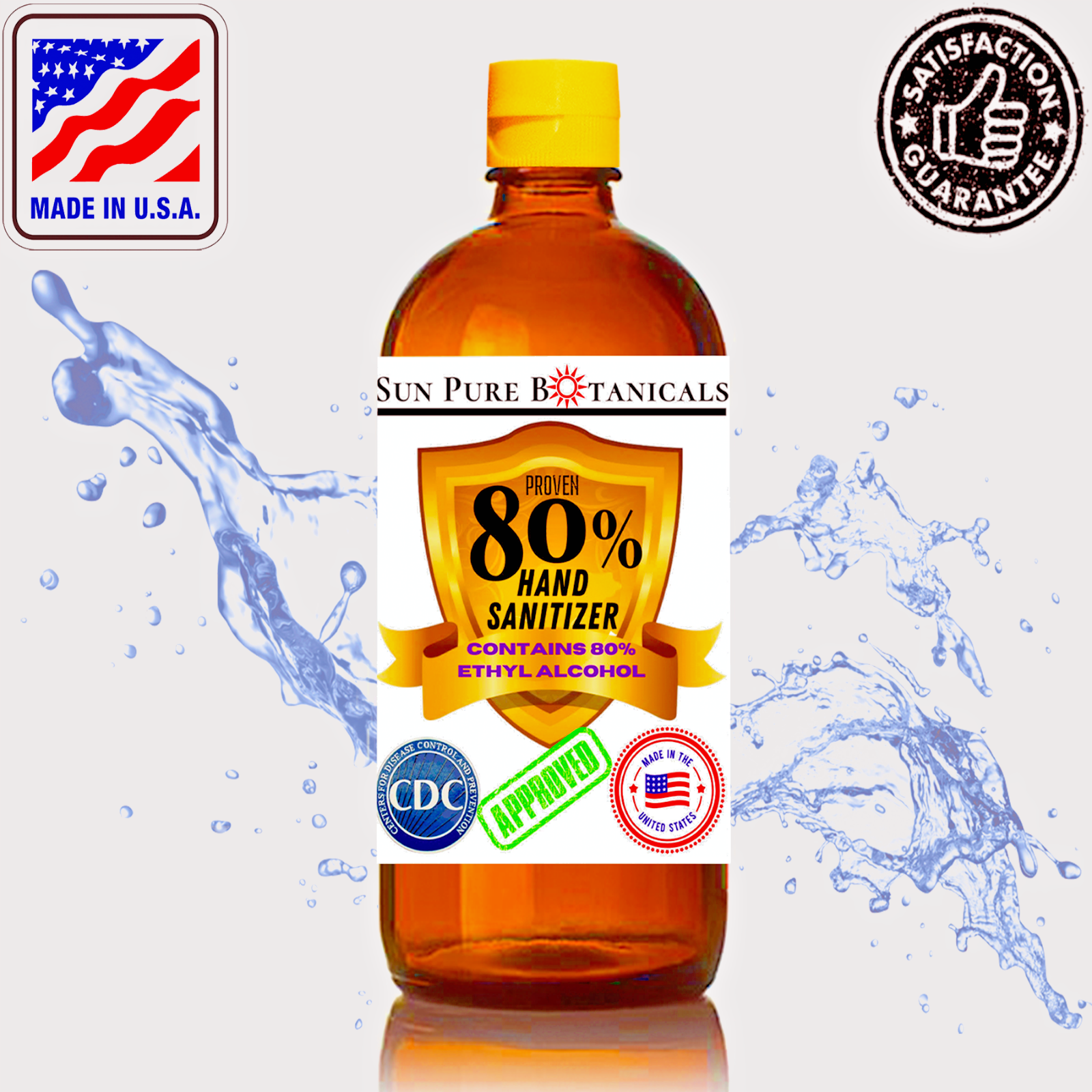 Hand Sanitizer 80% Alcohol - meets WHO/CDC - Best Value - USA - Many ...